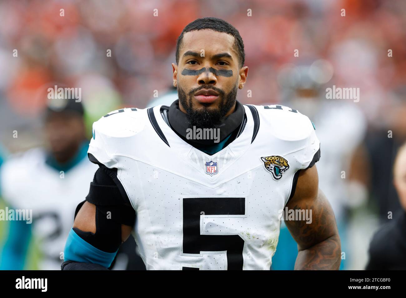 Jacksonville Jaguars safety Andre Cisco walks off the field at halftime ...
