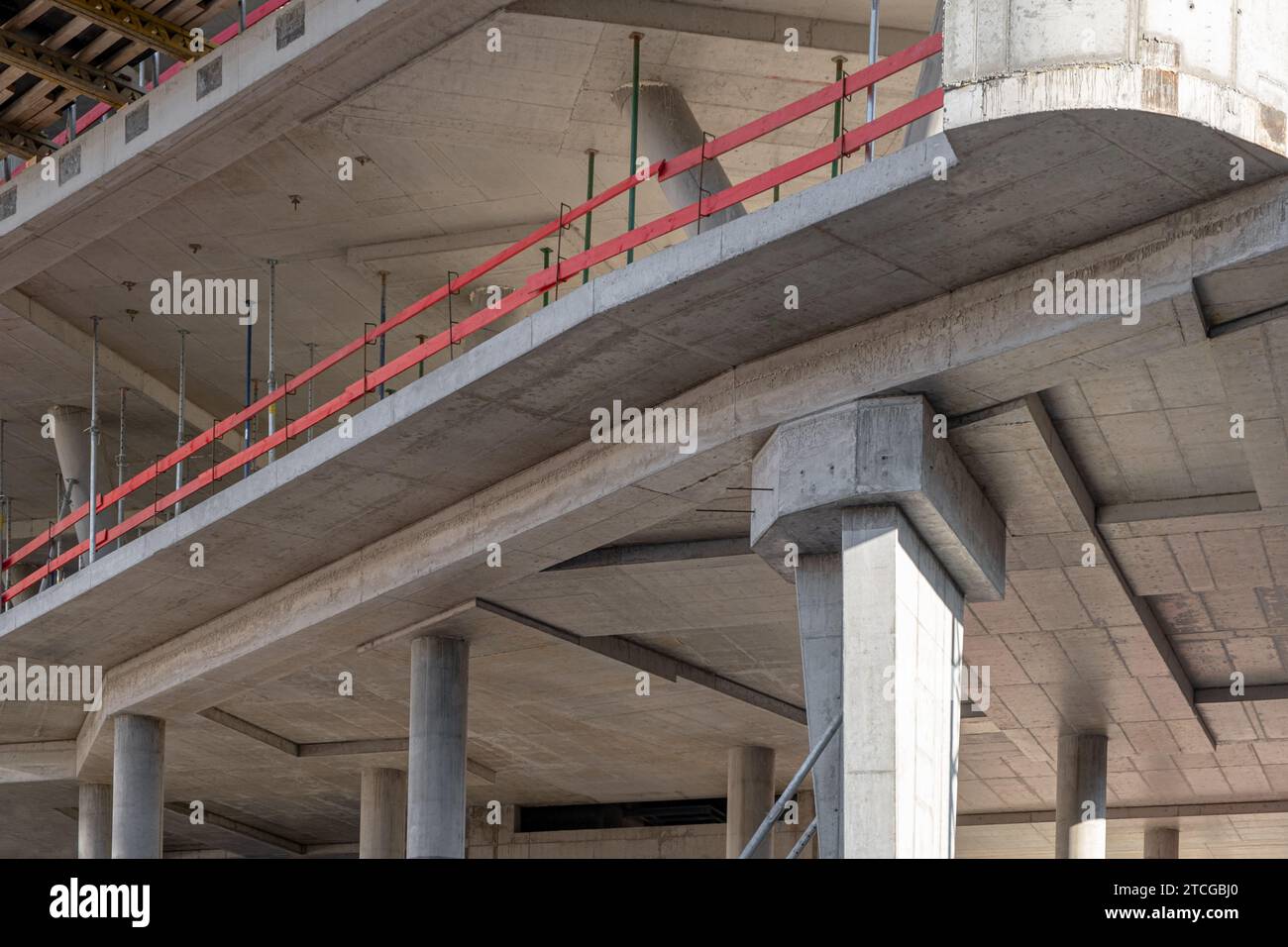 Scaffolding in the midst of construction work uncompleted, abstract ...