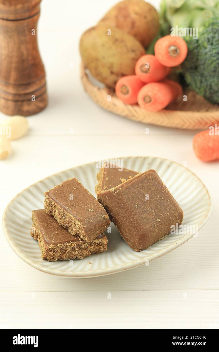 Store Bought Instant Curry Japanese Paste Block on White Table Stock ...