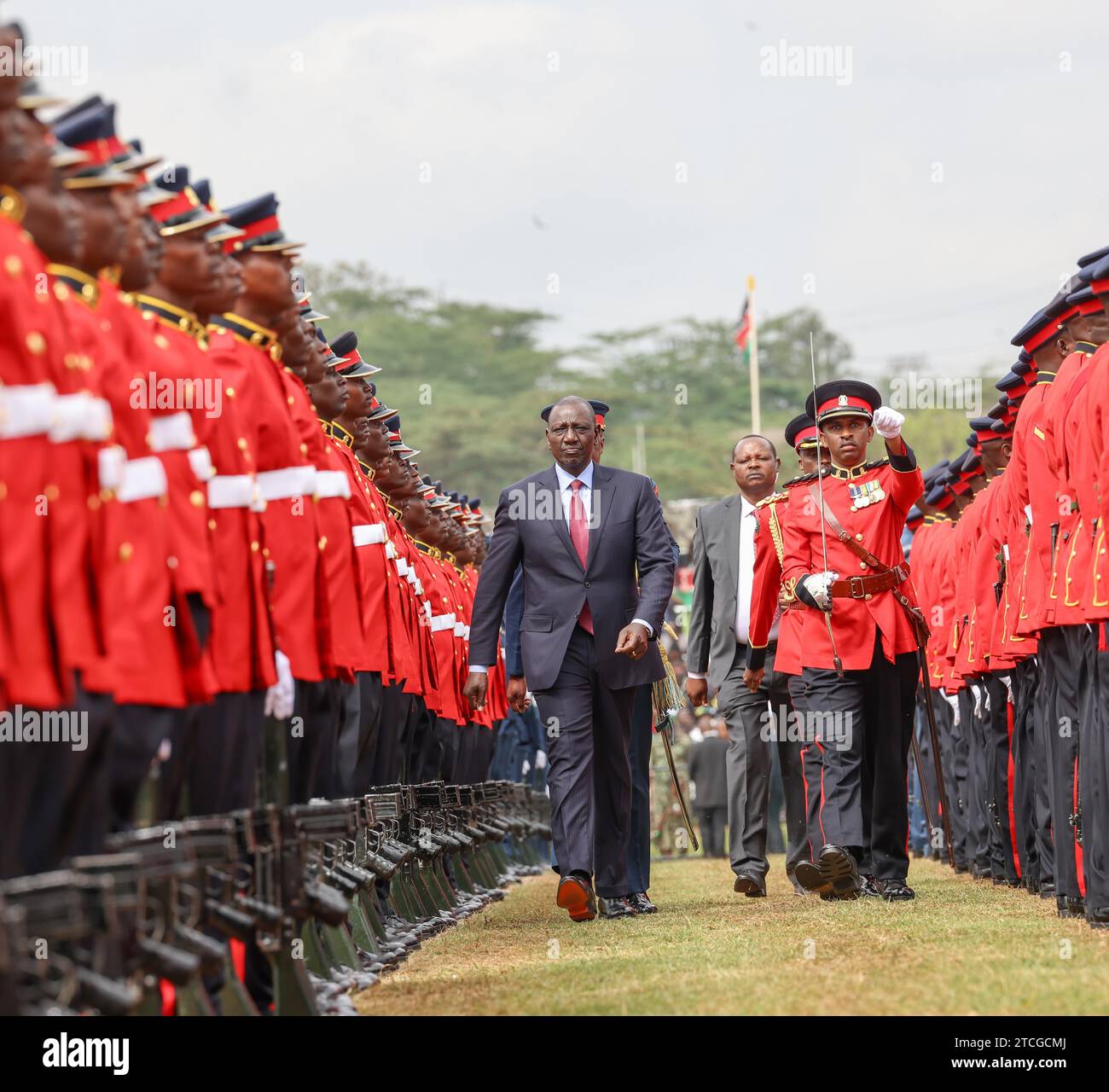 Nairobi, Dec. 12 each year. 12th Dec, 1963. Kenyan President William Ruto (C) inspects the guard ...