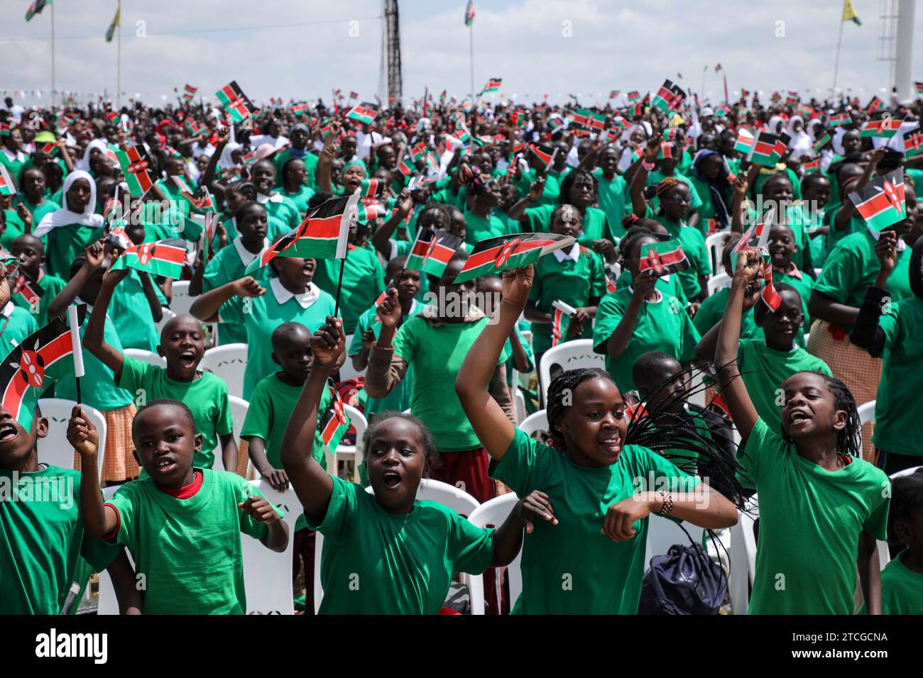 Nairobi, Dec. 12 each year. 12th Dec, 1963. Children cheer during ...