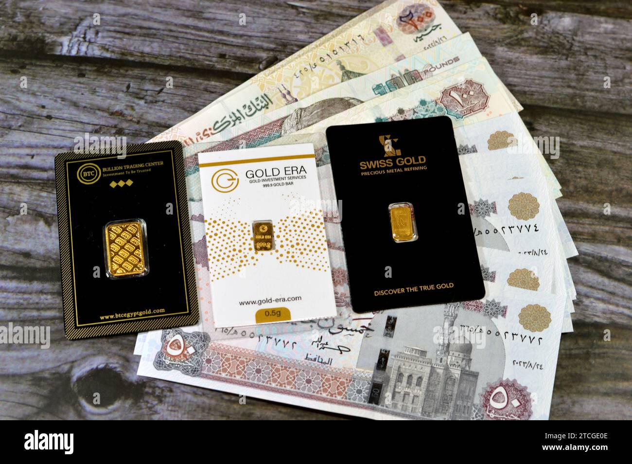 Cairo, Egypt, December 10 2023: 24K karat BTC, Swiss Gold, Gold Era ...