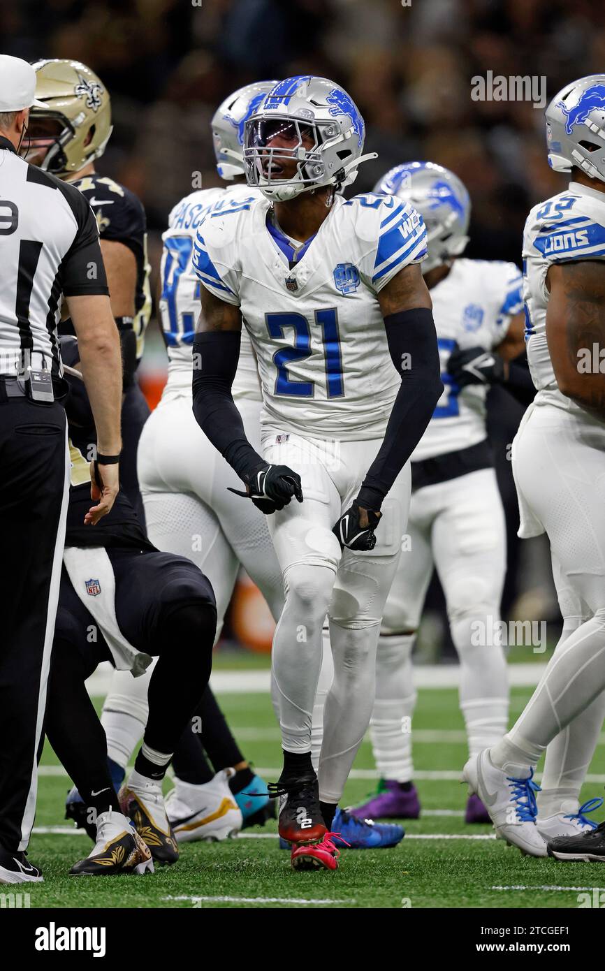 Detroit Lions safety Tracy Walker III (21) reacts to a play during an ...