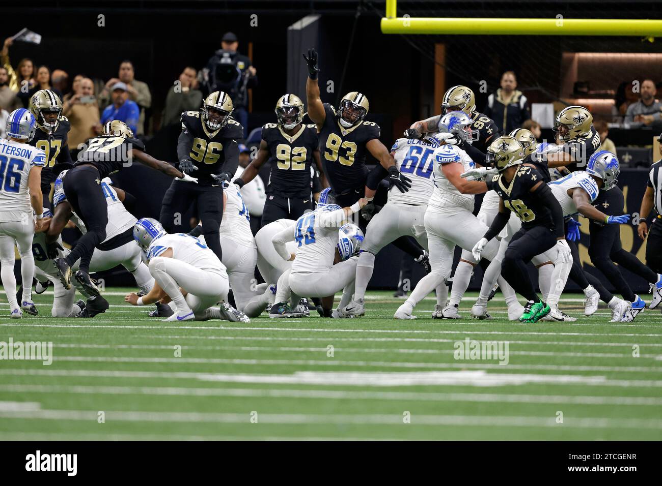 Detroit Lions place kicker Riley Patterson (36) is seen from behind ...