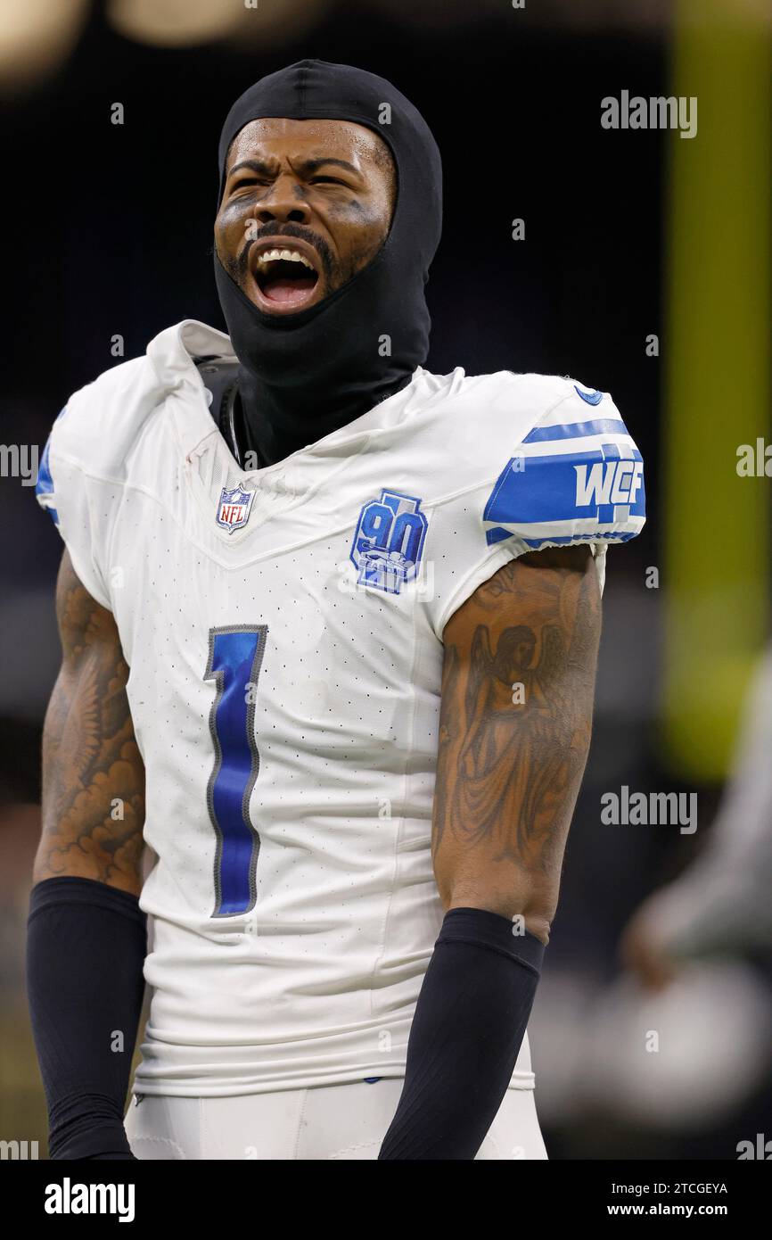 Detroit Lions cornerback Cameron Sutton (1) reacts during an NFL ...