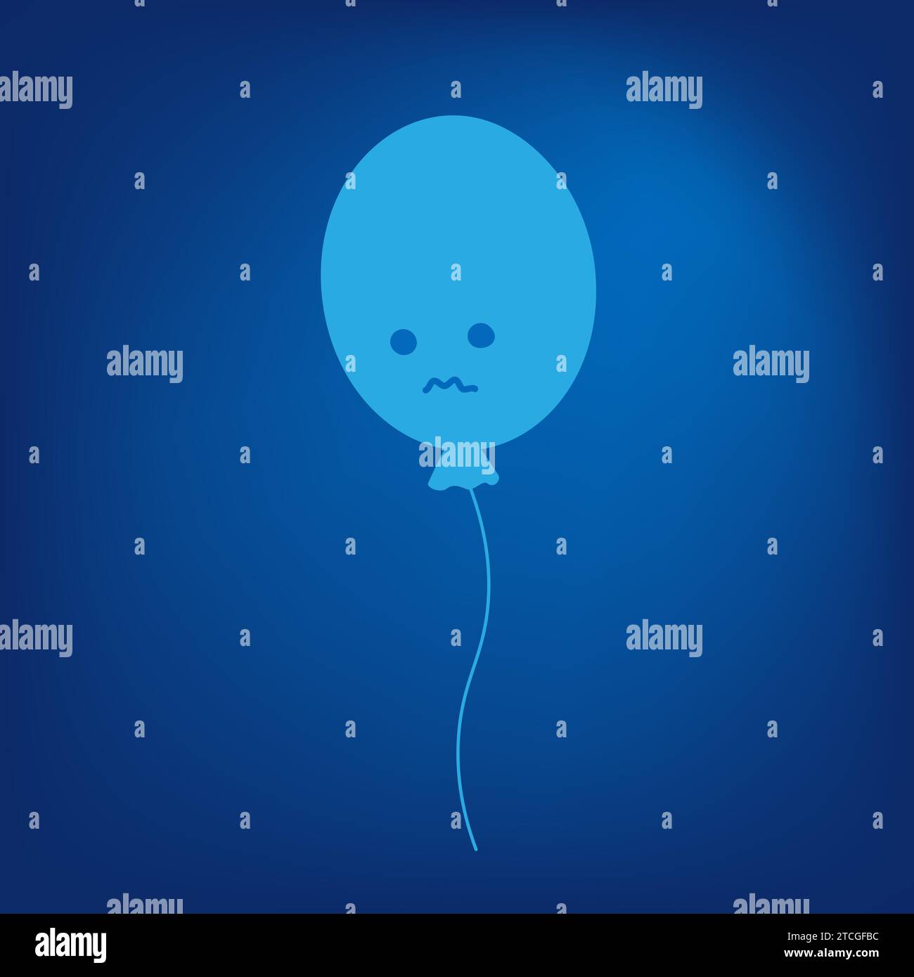 Balloon with a sad emoticon on an illuminated background in trendy ...