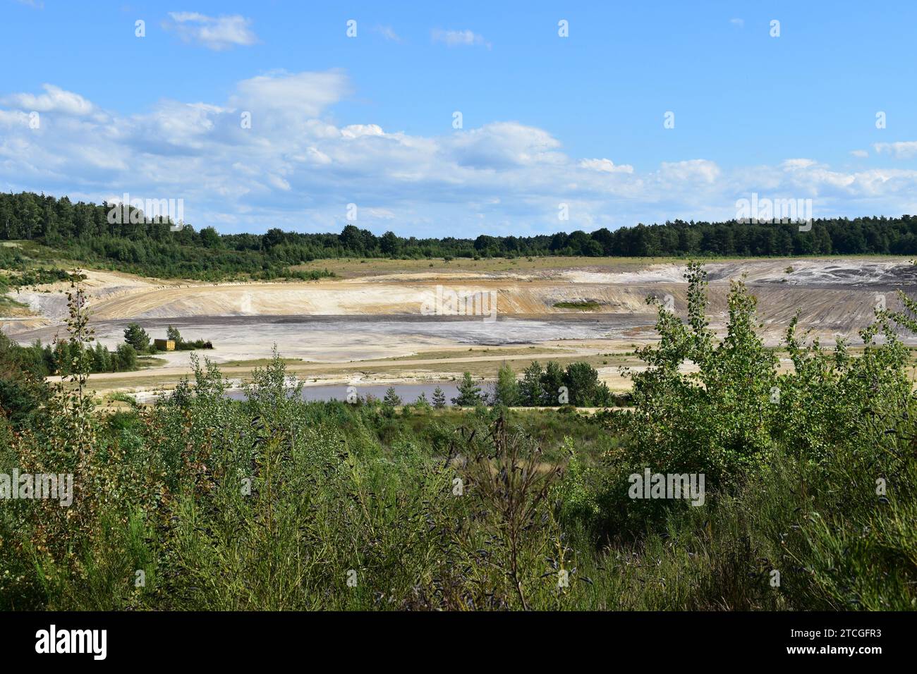 View of the slopes and sand hills in a former sand quarry in the ...