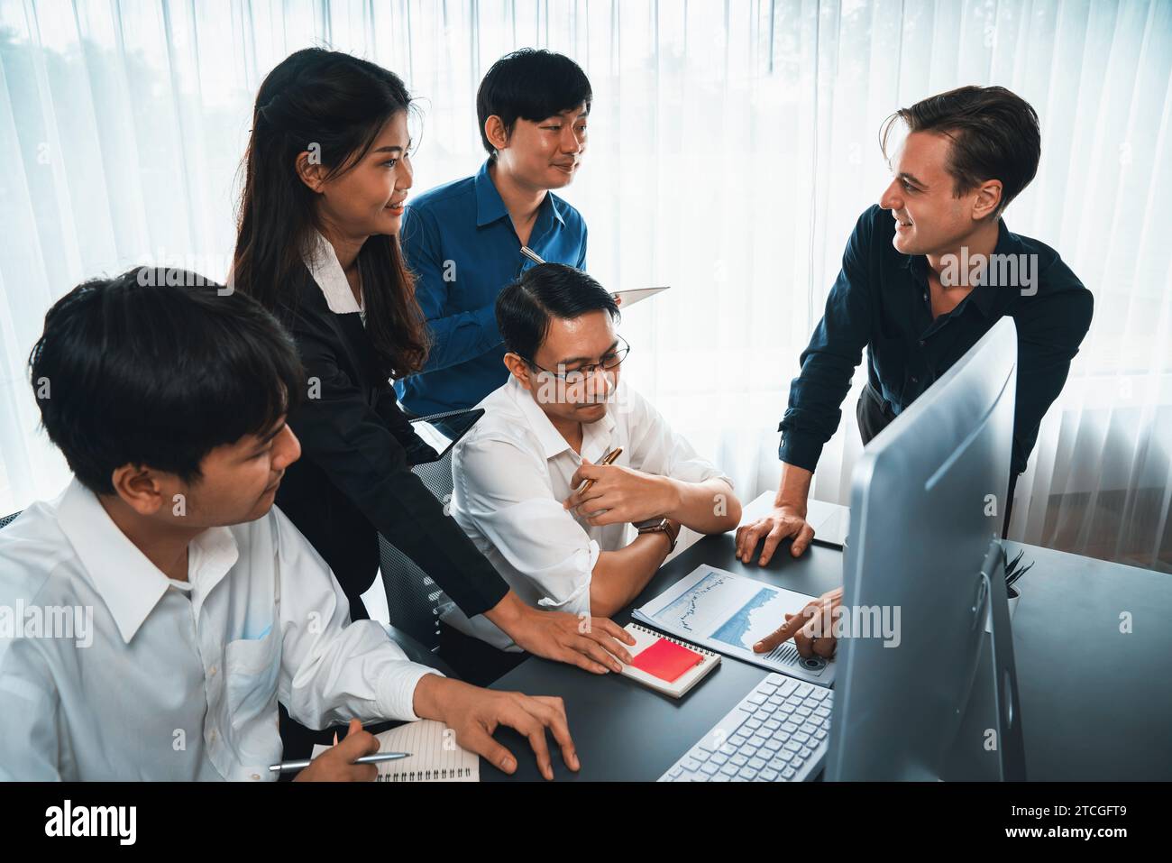 Data analysts team of office worker collaborate on business ...