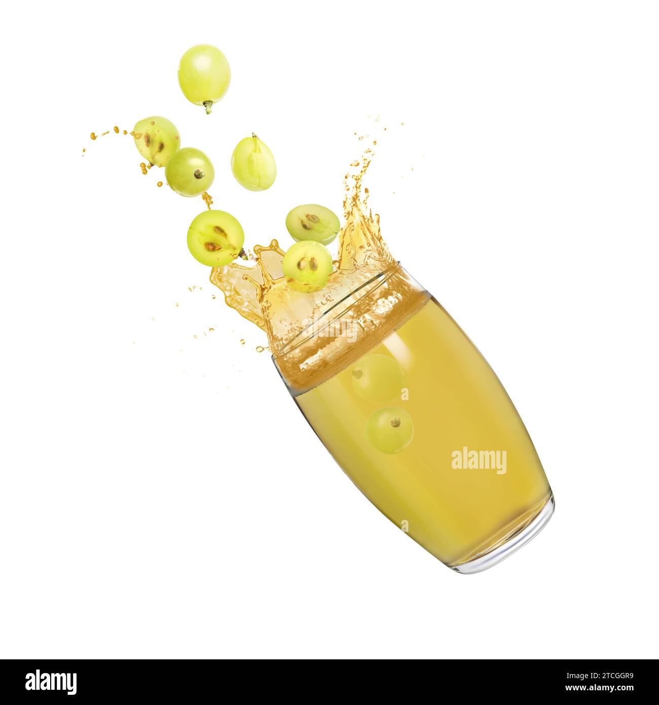 Fresh grape juice splashing from glass on white background Stock Photo ...