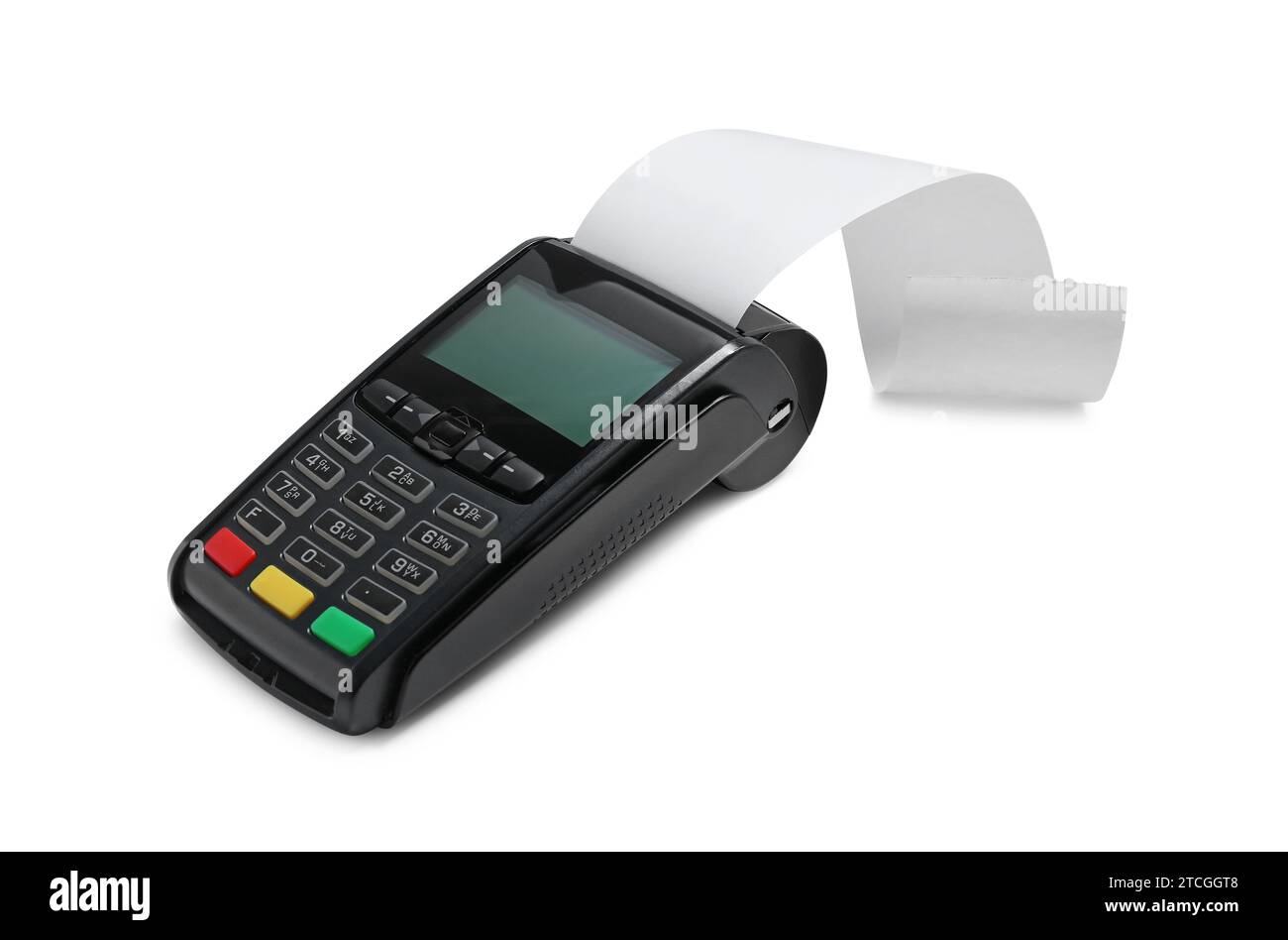 Payment terminal with thermal paper for receipt isolated on white Stock ...