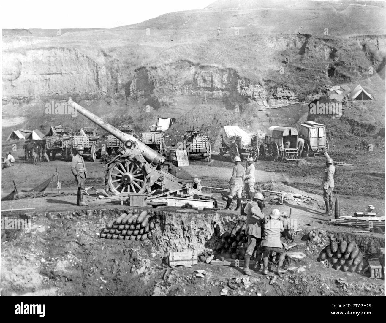 11/30/1916. The War in the East. Location of a large caliber French ...