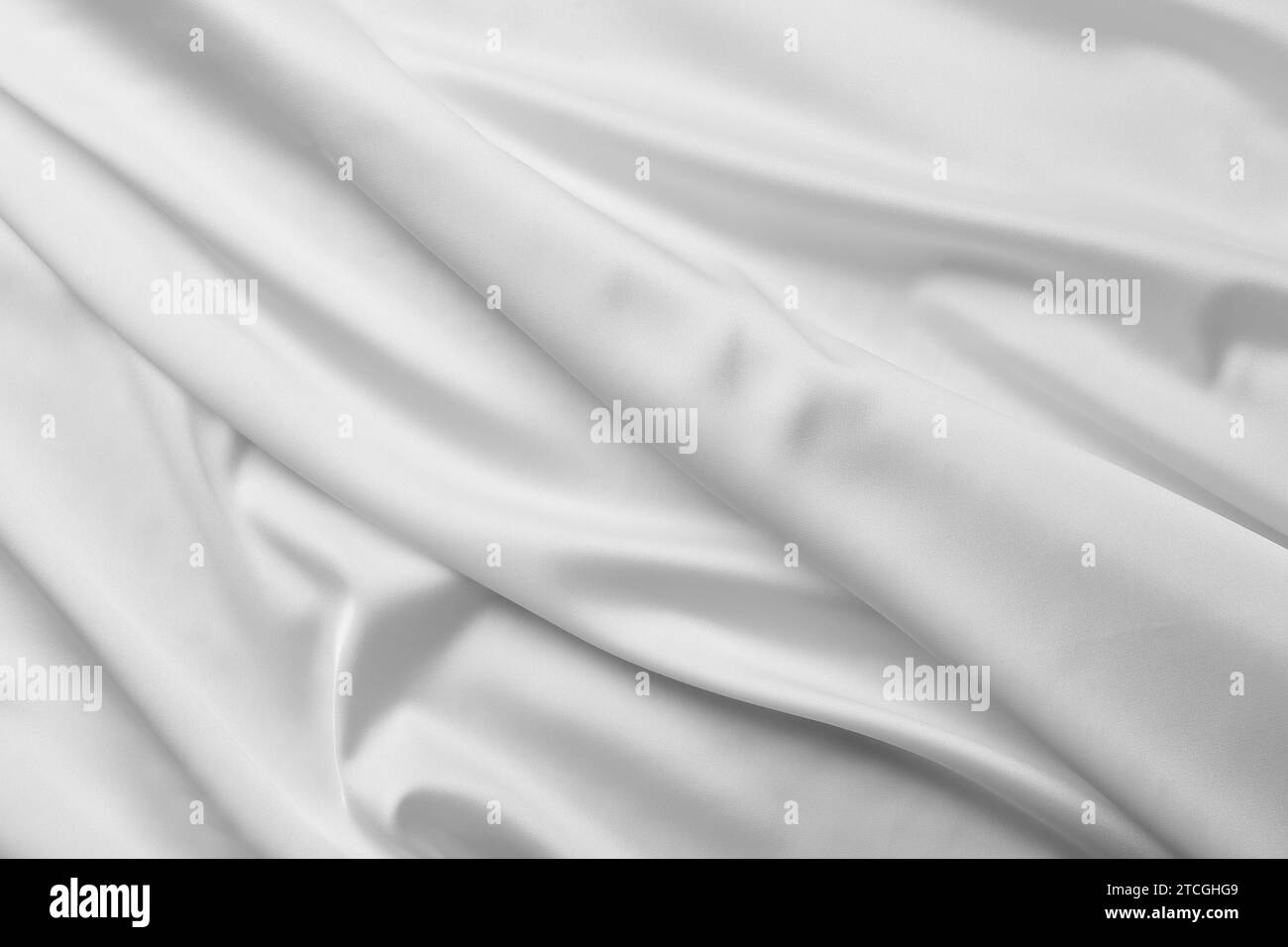 Texture of white silk ripple fabric as background, top view Stock Photo ...