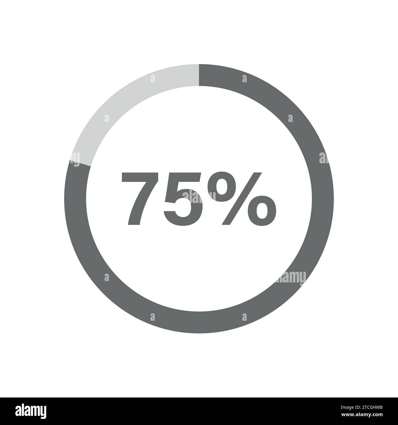 75 percent filled round loading bar charging progress downloading icon vector illustration Stock ...
