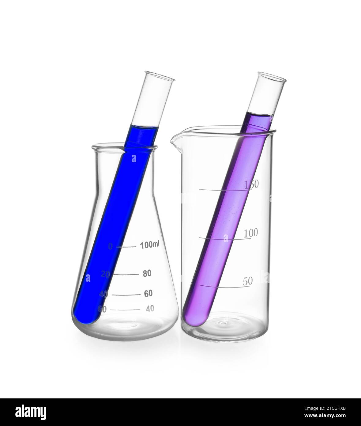 Purple solution beaker experiment Cut Out Stock Images & Pictures - Alamy
