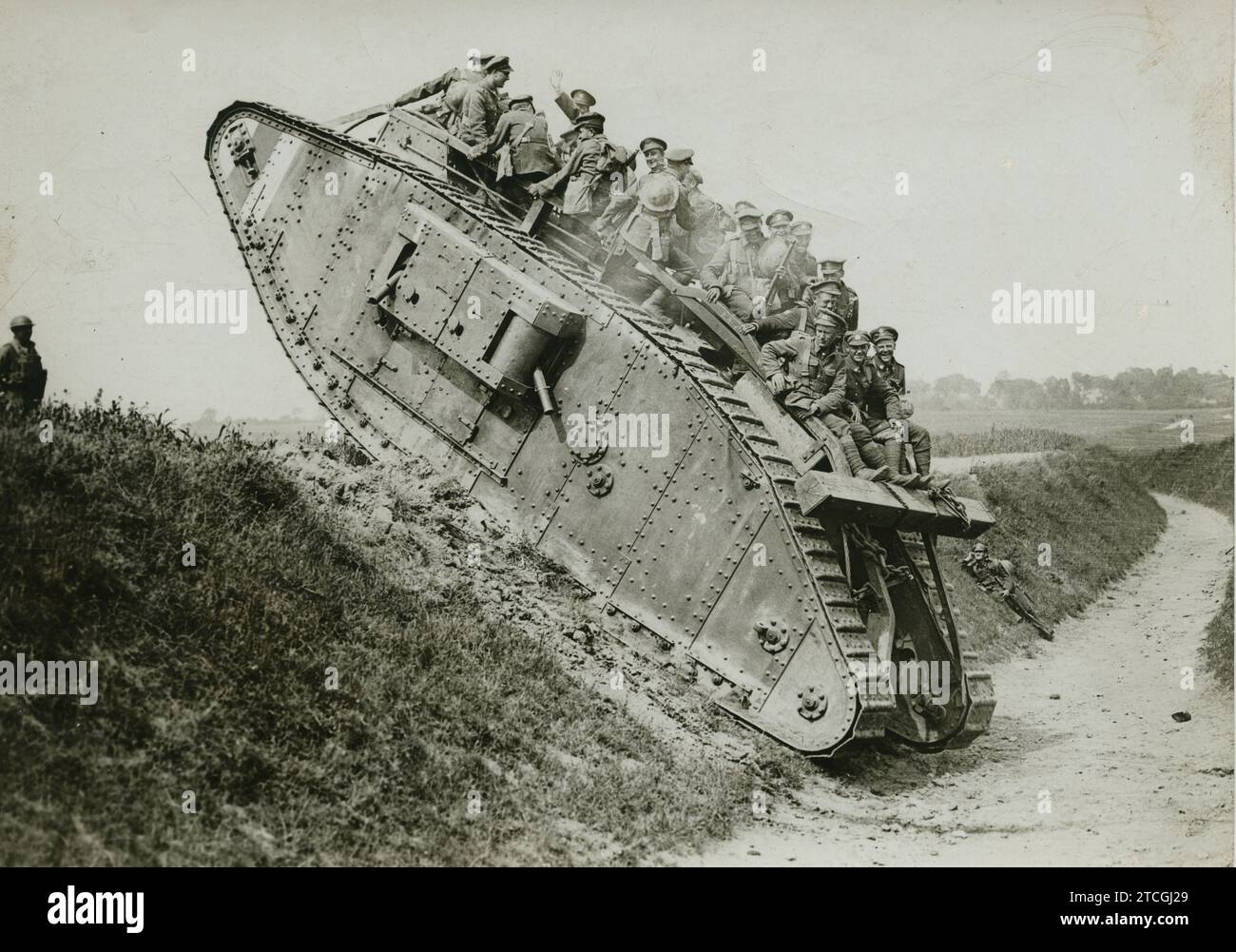October 1918. Canadian soldiers on the Western Front, aboard a Mark I ...