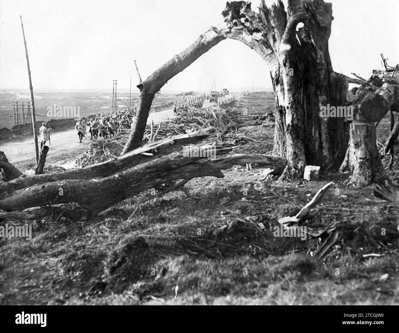 12/31/1916. The French in War. Group of Soldiers Heading Towards Front ...