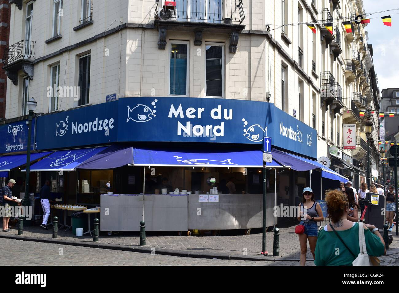Famous seafood restaurant "Mer du Nord" in a building corner at Saint ...
