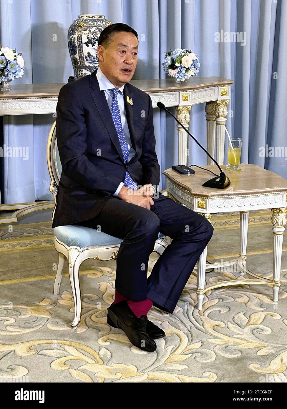 Thailand's Prime Minister Srettha Thavisin attends an interview by ...