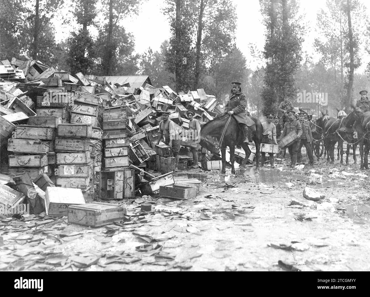 07/31/1916. The English in Campaign. Boxes of artillery ammunition ...