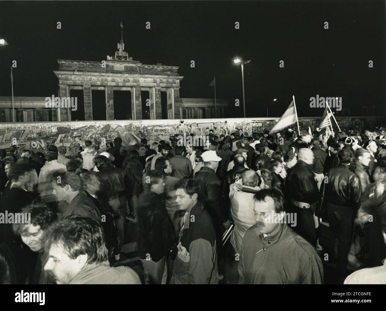 Berlin (Germany), January 1990. Germans celebrating the fall of the ...