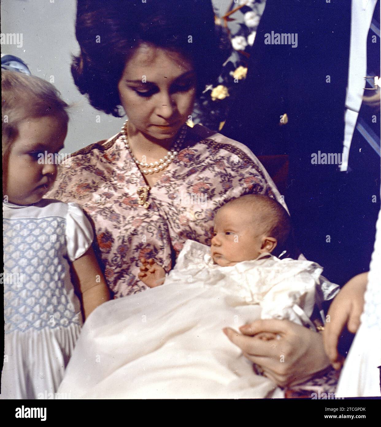 Madrid, 02/01/1968. Doña Sofía with Prince Felipe and Infanta Elena in ...