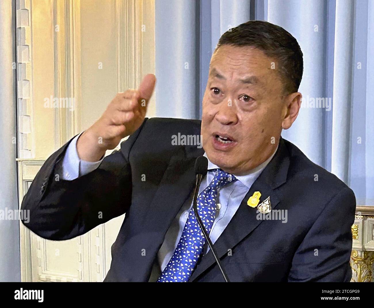 Thailand's Prime Minister Srettha Thavisin attends an interview by ...