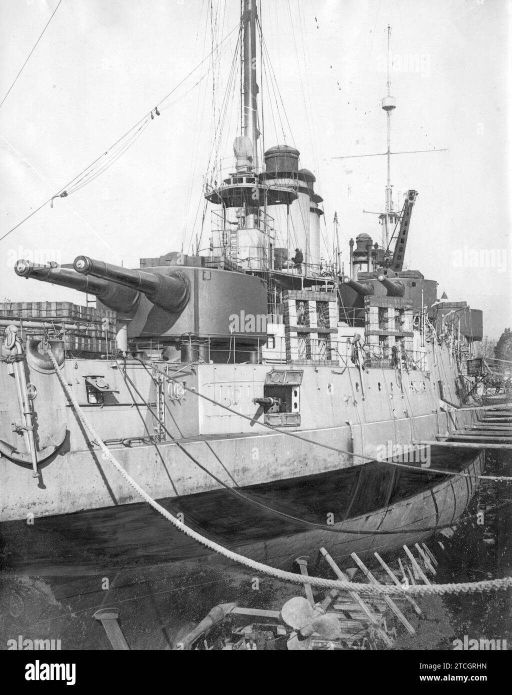 01/31/1917. From the French Navy. The Battleship "Danton", in Dry Dock ...