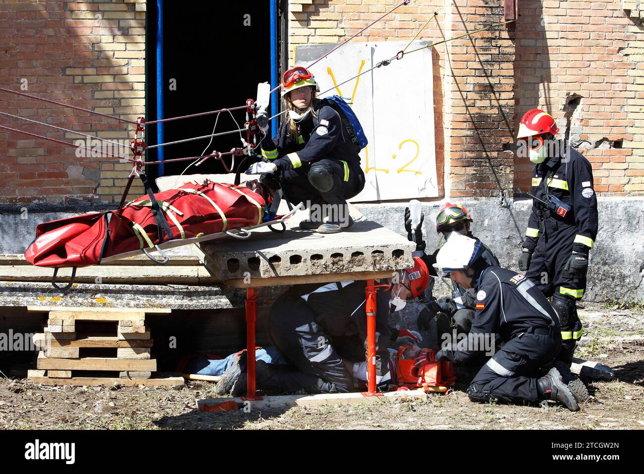 Seville, 04/06/2016. Earthquake drill Sur 16, Alfonso XIII barracks ...