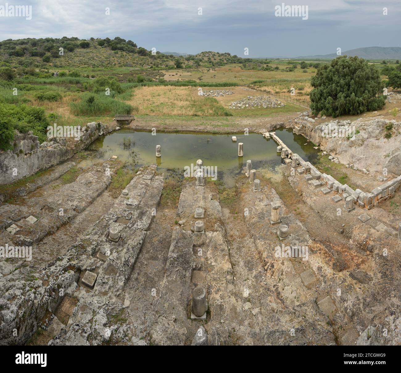 Ship sheds at Oiniades, Greece. This large rectangular complex was ...