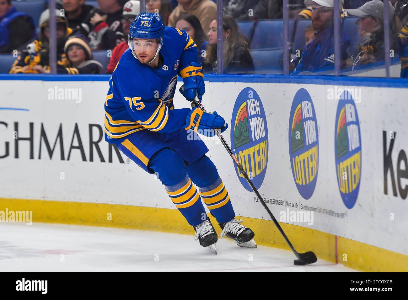 Buffalo Sabres defenseman Connor Clifton (75) skates with the puck ...