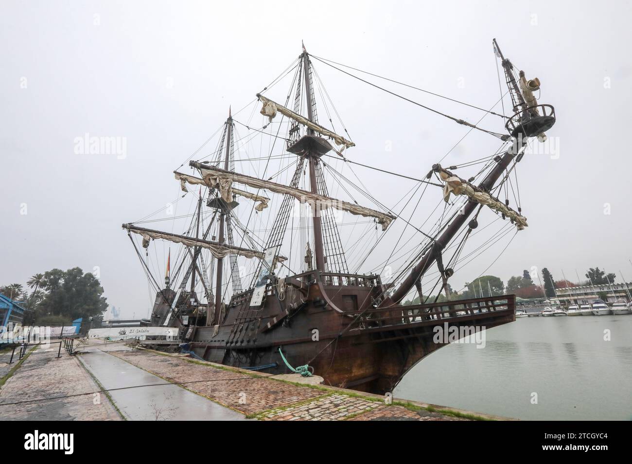 Seville, 12/19/2020. The galleon Andalucía at the Delicias dock. Photo ...