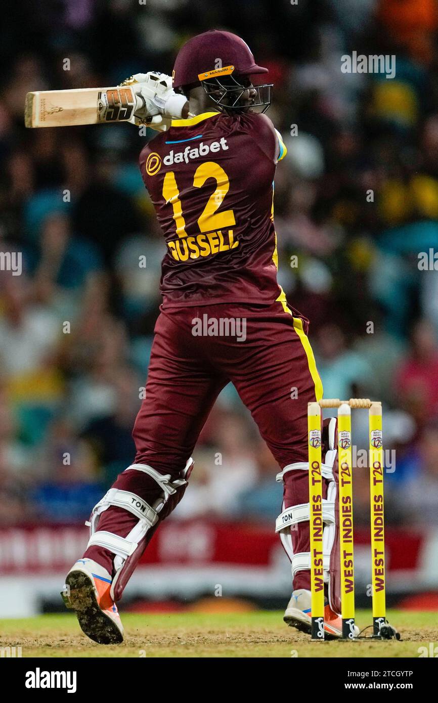 West Indies' Rovman Powell hits the winning runs during the first T20 ...