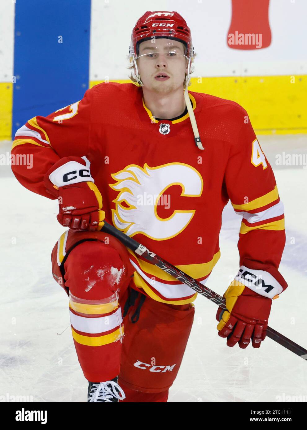 NHL profile photo on Calgary Flames player Connor Zary at a game ...