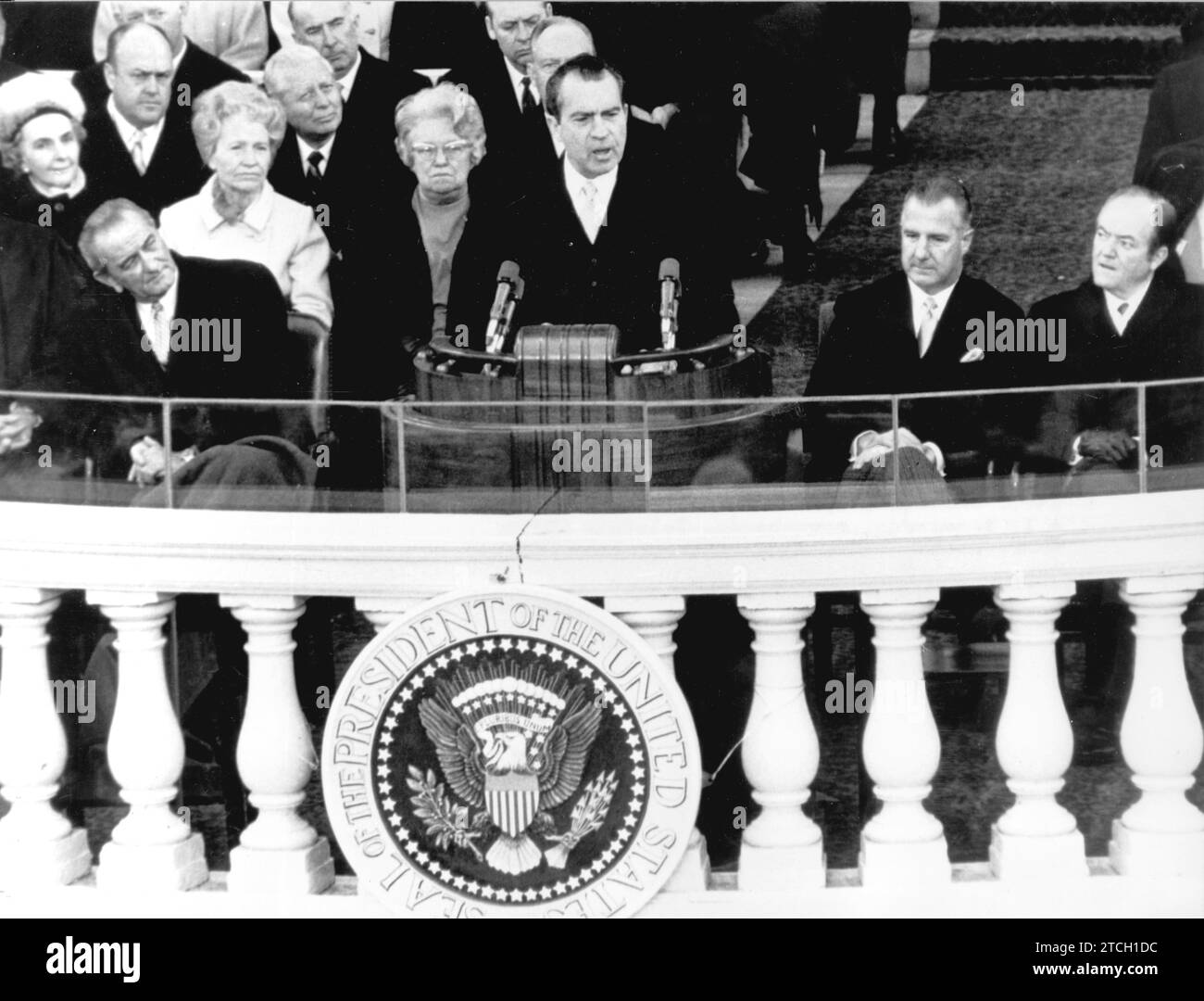 01/19/1969. Richard Nixon's swearing-in ceremony, with former President ...