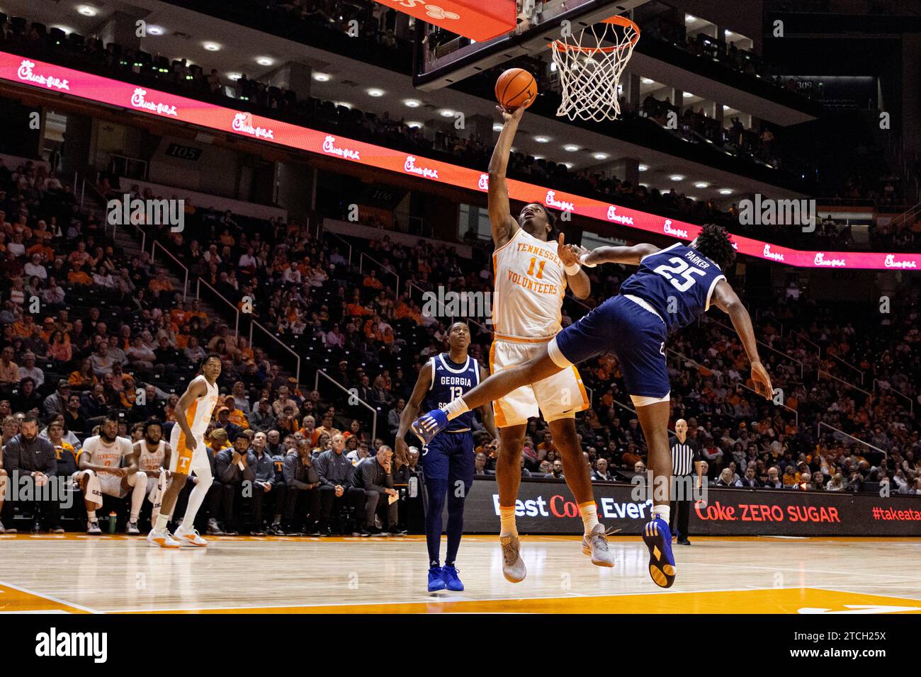 Tennessee forward Tobe Awaka (11) shoots past Georgia Southern forward ...