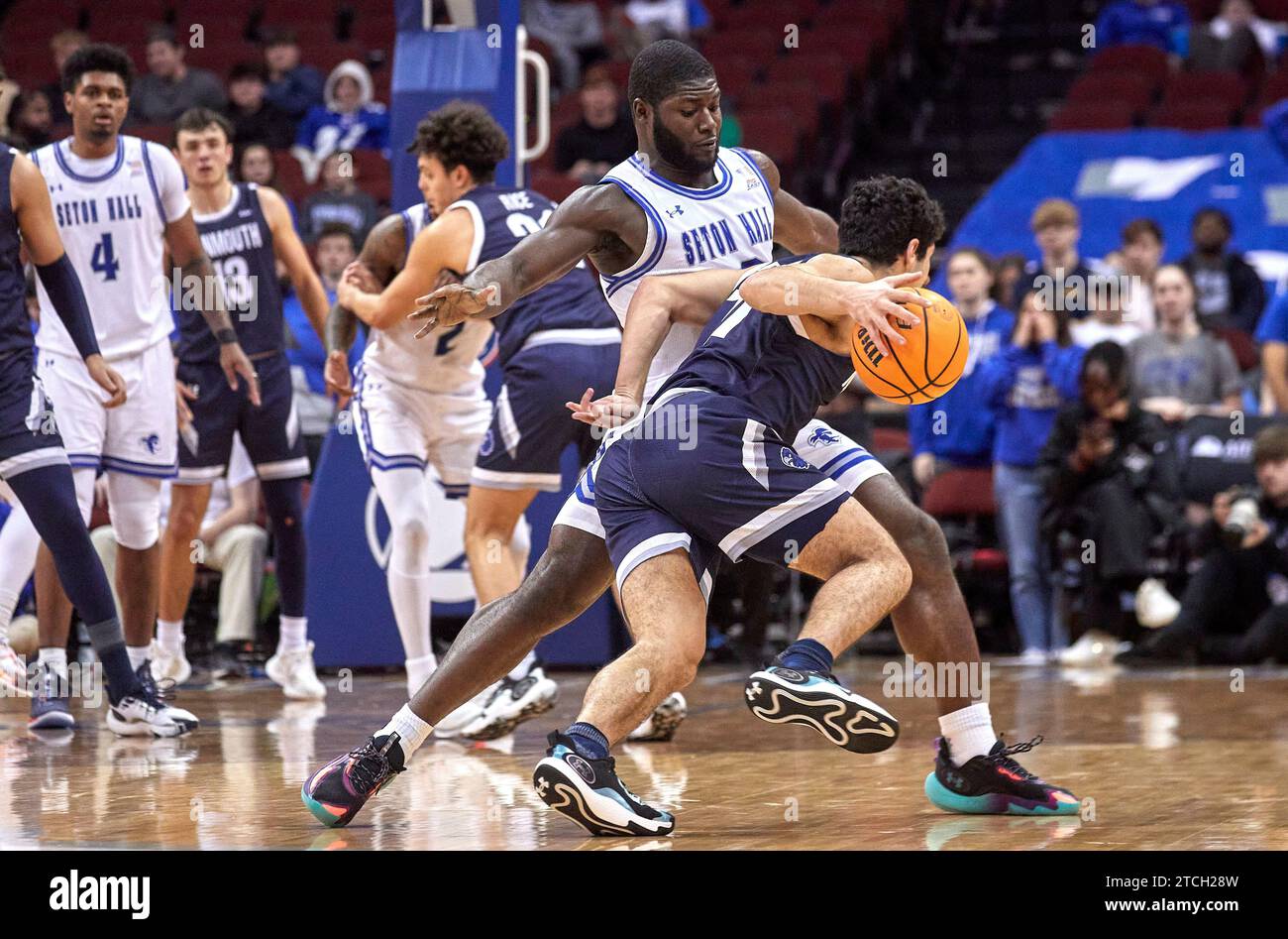 Seton Hall Pirates guard Dylan Addae-Wusu (0) puts pressure on Monmouth ...