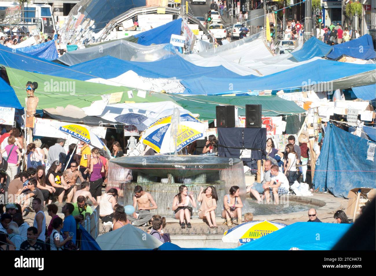 Madrid, 05/24/2011. Camping at the Puerta del Sol movement 15m. Photo ...