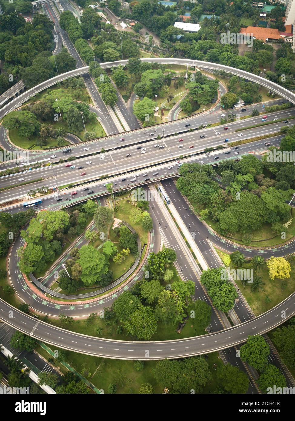Aerial drone photograph of the traffic on a multilane road in Jakarta, Indonesia Stock Photo - Alamy