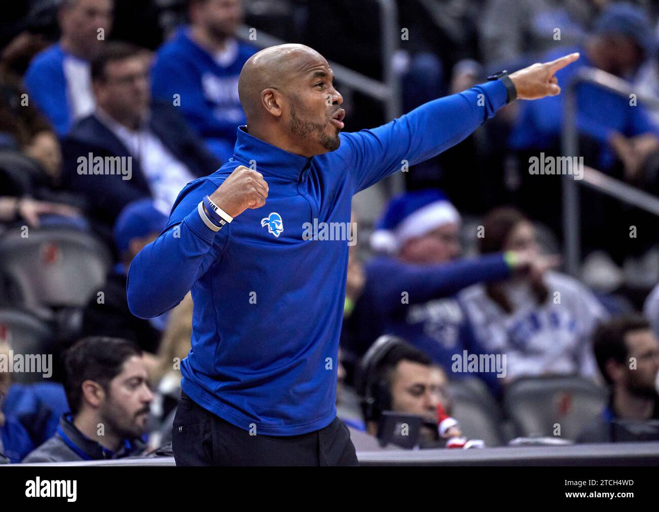 Seton Hall Pirates head coach Shaheen Holloway reacts during a ...