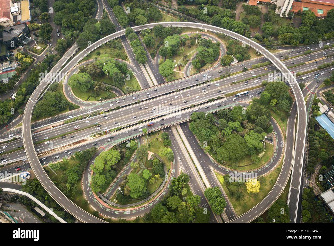 Aerial drone photograph of the traffic on a multilane road in Jakarta, Indonesia Stock Photo - Alamy