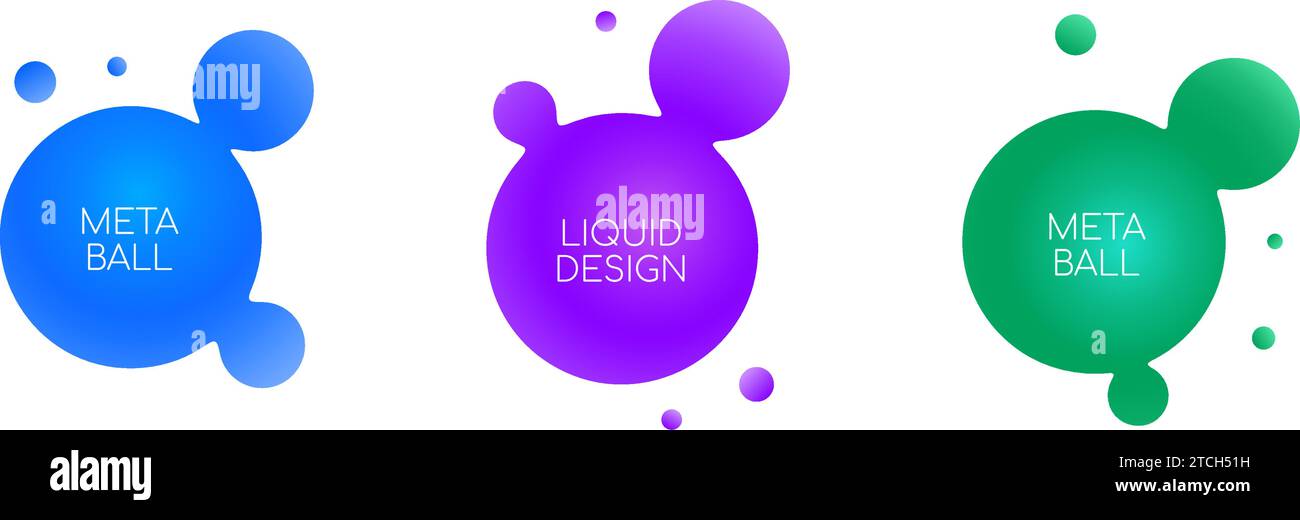 Abstract sphere bubble collection. Gradient liquid metaball set ...