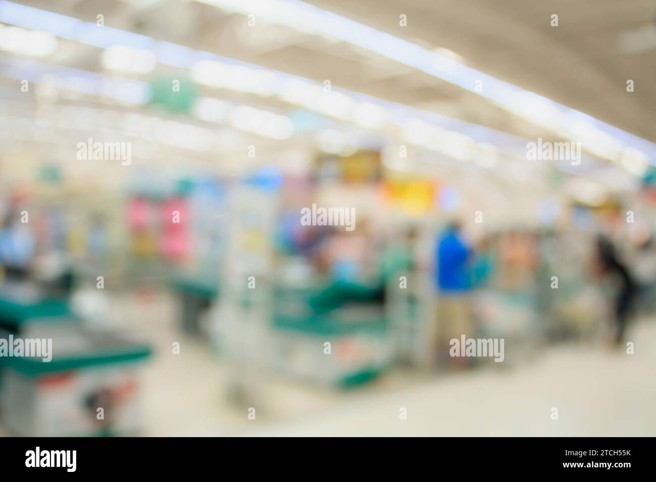 Supermarket store blur background ,Cashier counter with customer Stock ...