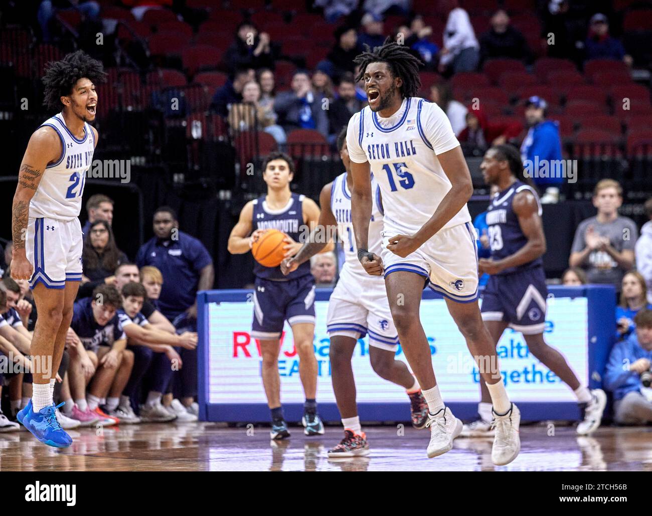 Seton Hall Pirates center Jaden Bediako (15) reacts after a play in the ...