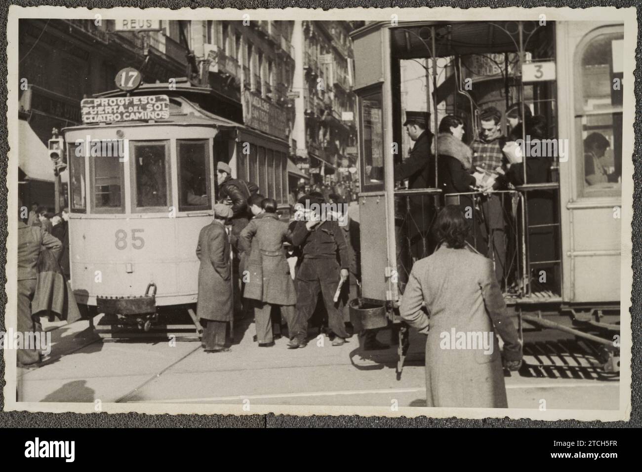 12/01/1936. Normality in Madrid. Tram line 17. Credit: Album / Archivo ...
