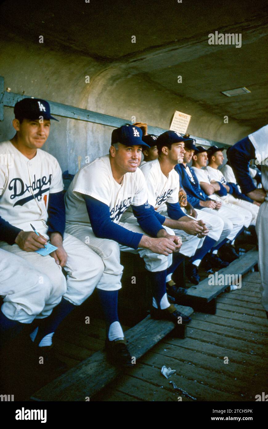 LOS ANGELES, CA - 1960: Duke Snider #4 of the Los Angeles Dodgers sits ...
