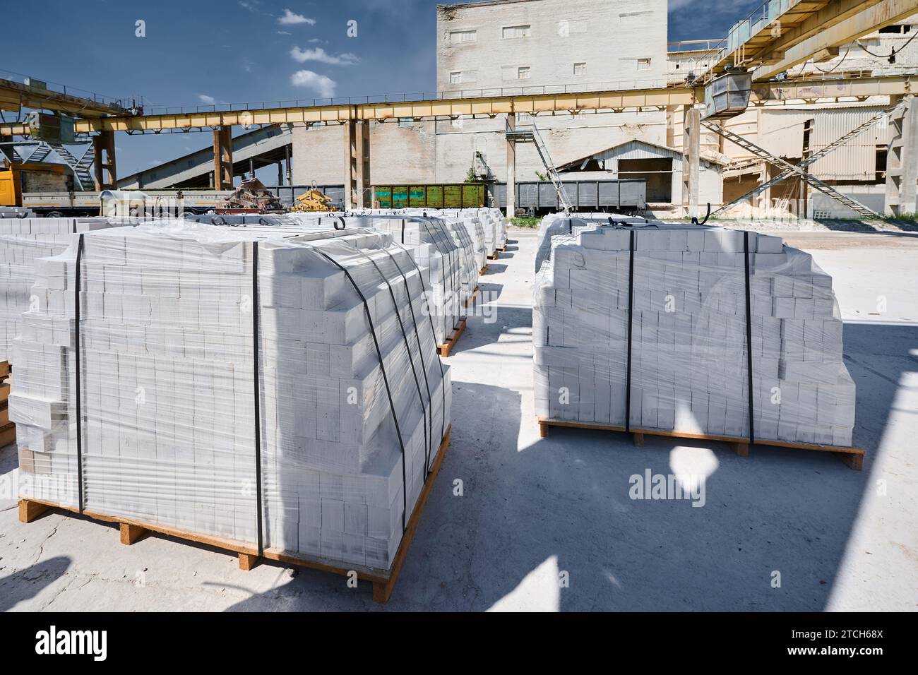 Finished silica bricks prepared for shipping in plant yard Stock Photo ...