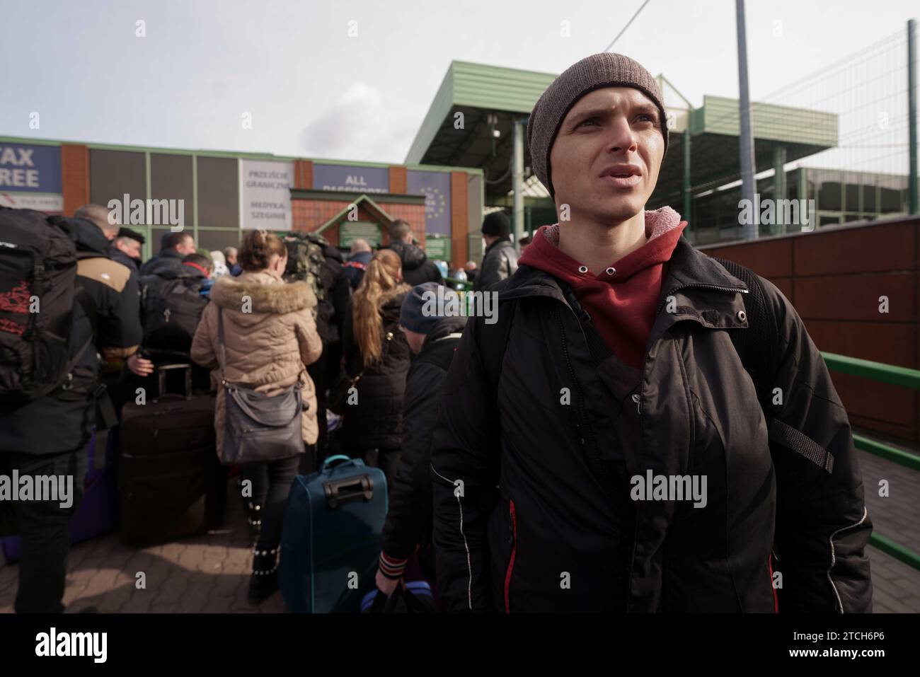 Medyka (Poland), 02/26/2022. Maxim, a Ukrainian living in Poland ...
