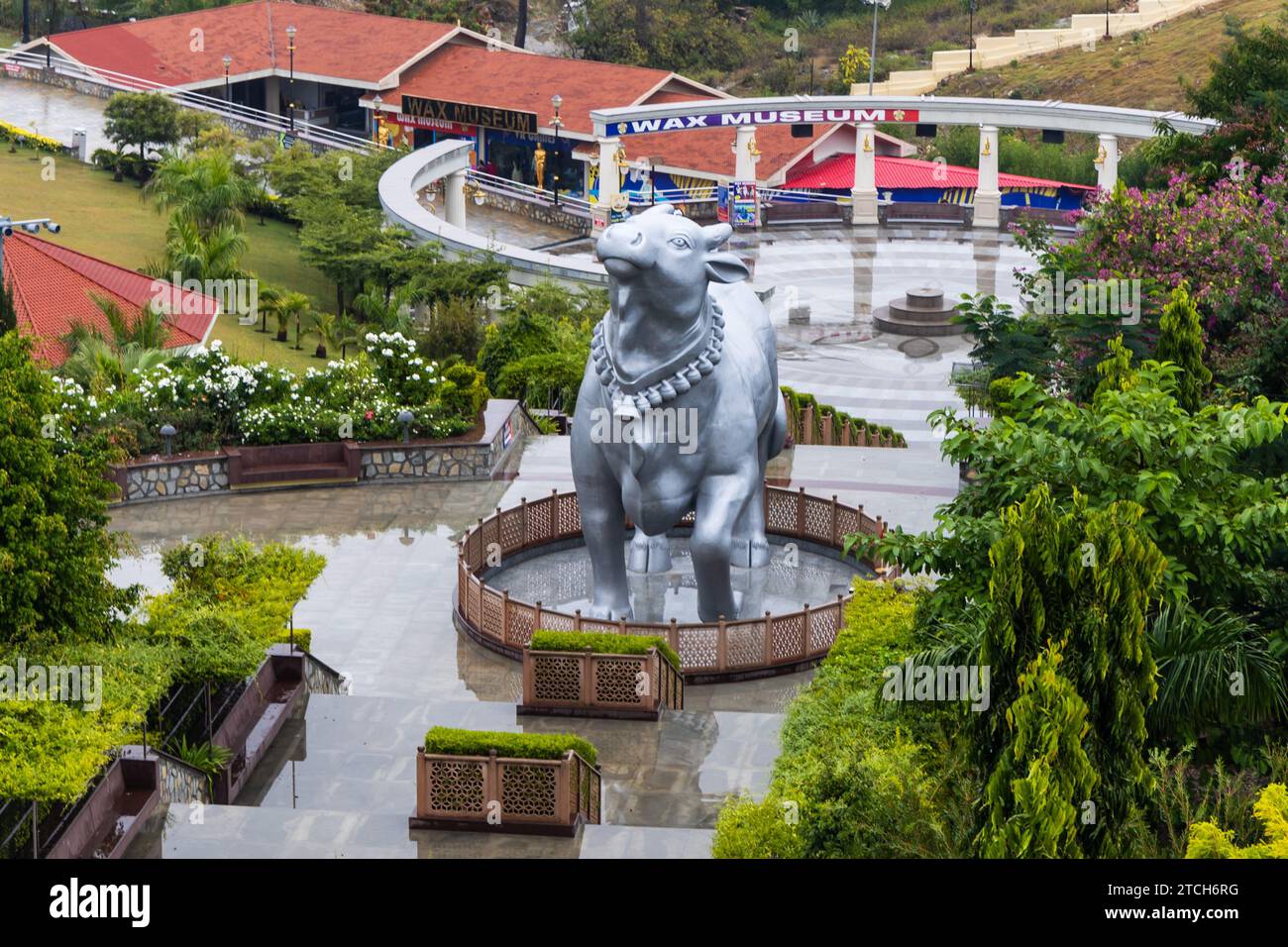 holy bull nandi huge statue at morning from flat angle image is taken ...