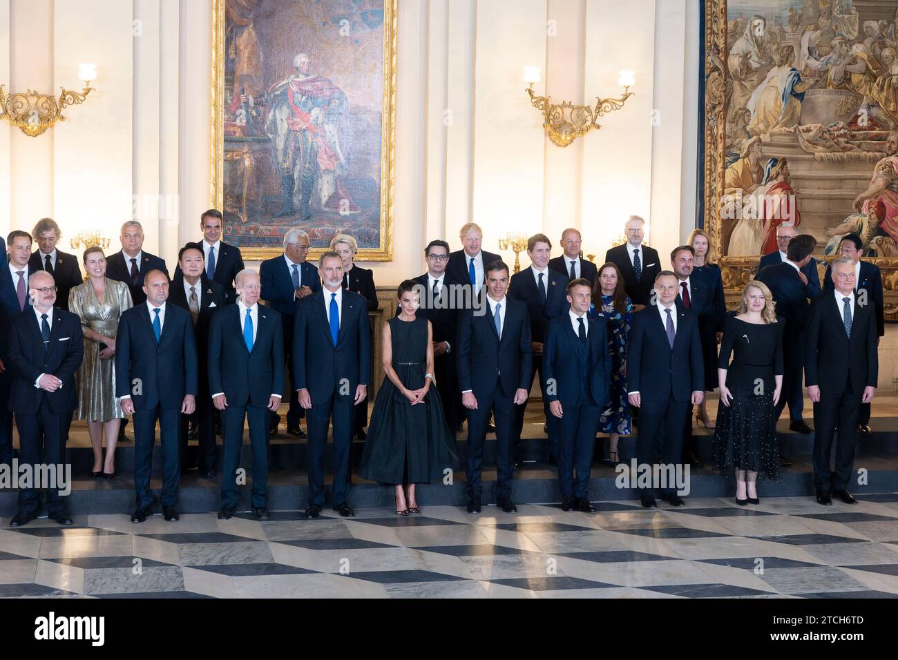 Madrid, 06/28/2022. Royal Palace. Halberdiers Hall. Family photo of the ...