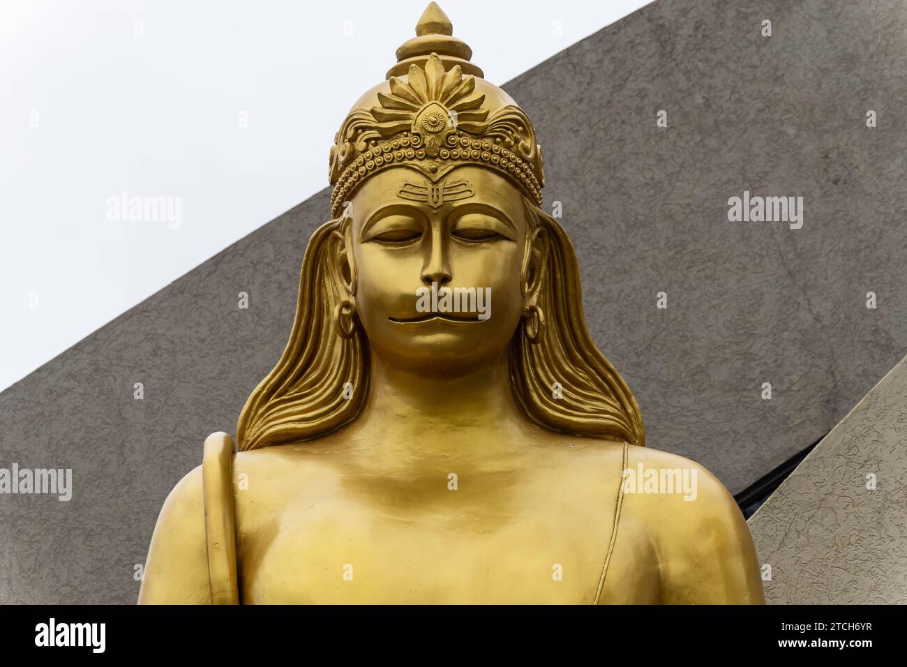 hindu god lord hanumana in meditation isolated statue with bright ...